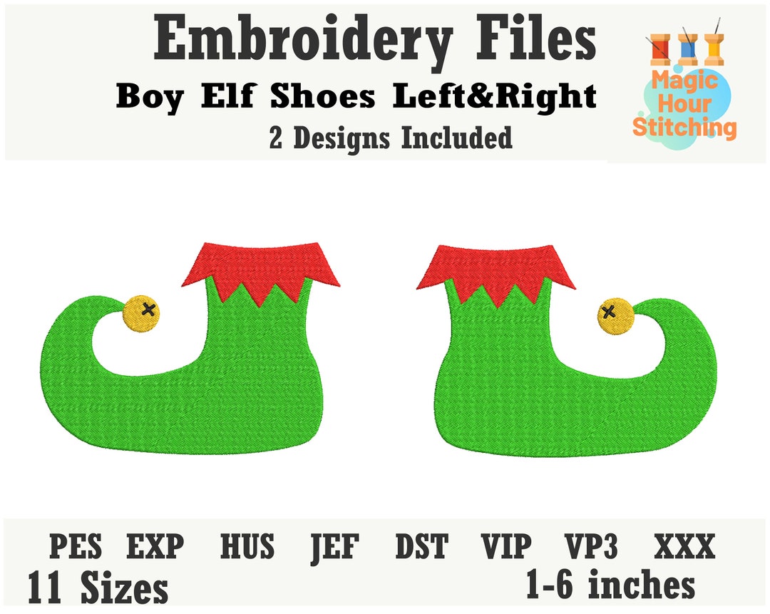 Christmas Elf Pair of Shoes Machine Embroidery File,christmas Elf Shoes ...