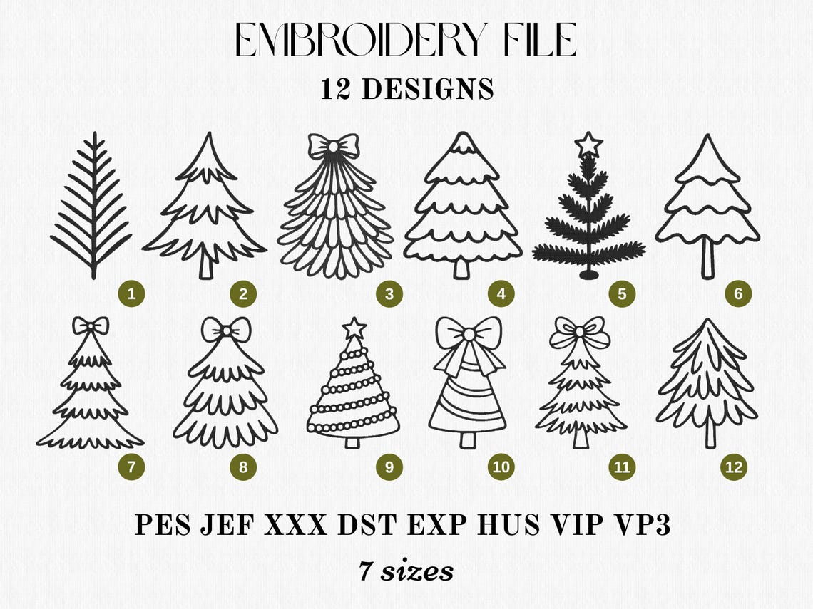 Preppy Christmas Tree Embroidery Design Bundle,minimalist Line Art Tree ...