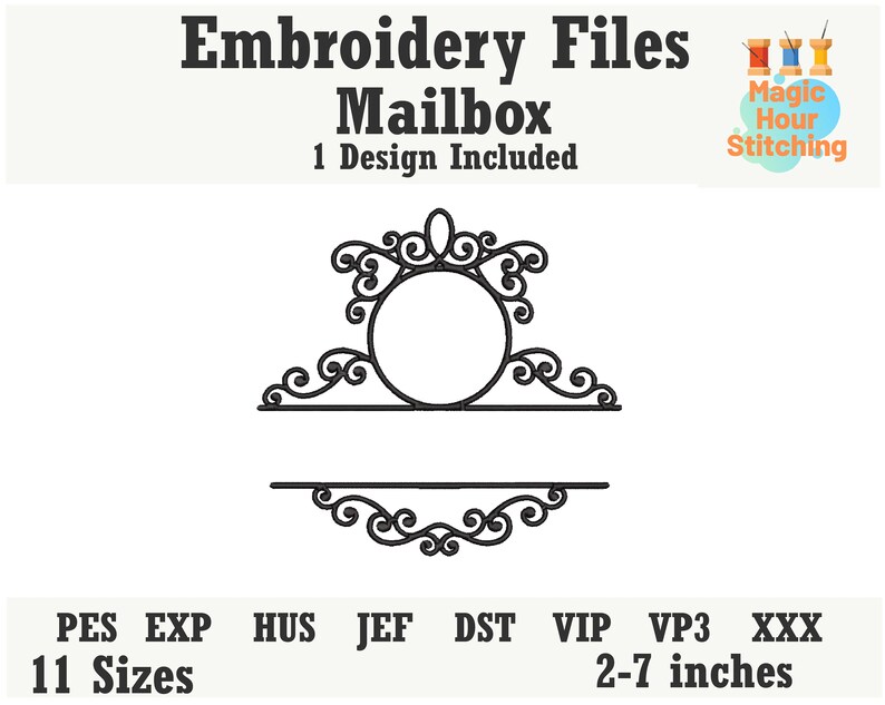 Mailbox Monogram Split Monogram Frame Embroidery - Etsy