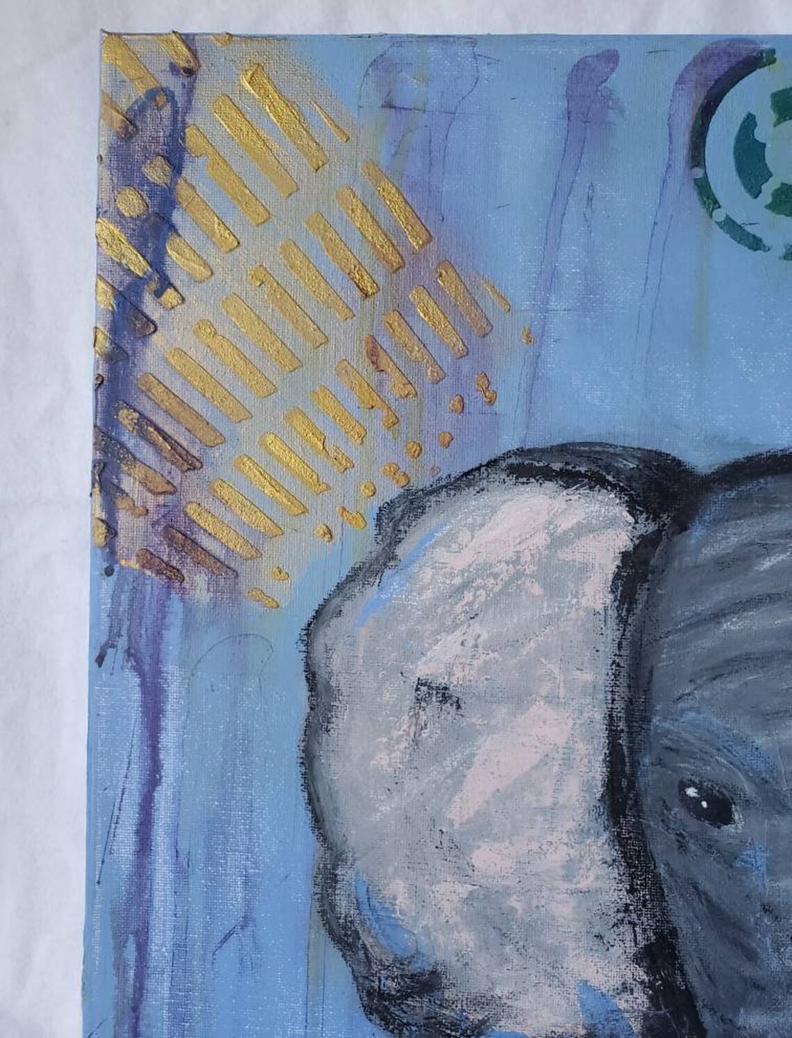 Pop Art Elephant, Chalk Paint, Oil Pastels, Original Art, Mixing Media ...