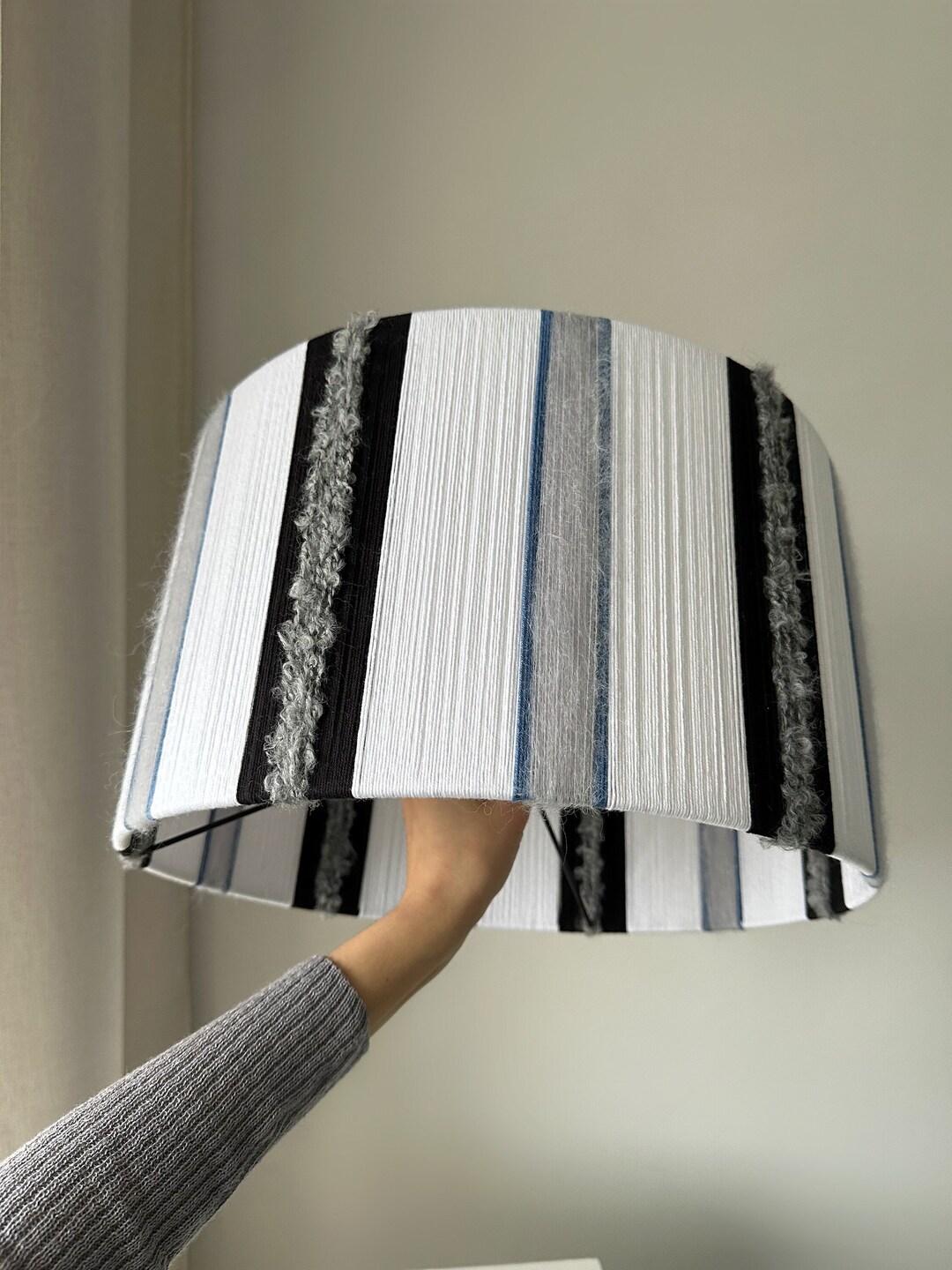 Handwoven Cylinder Drum 15 Lampshade, 100% Cotton Yarn Handwoven String ...