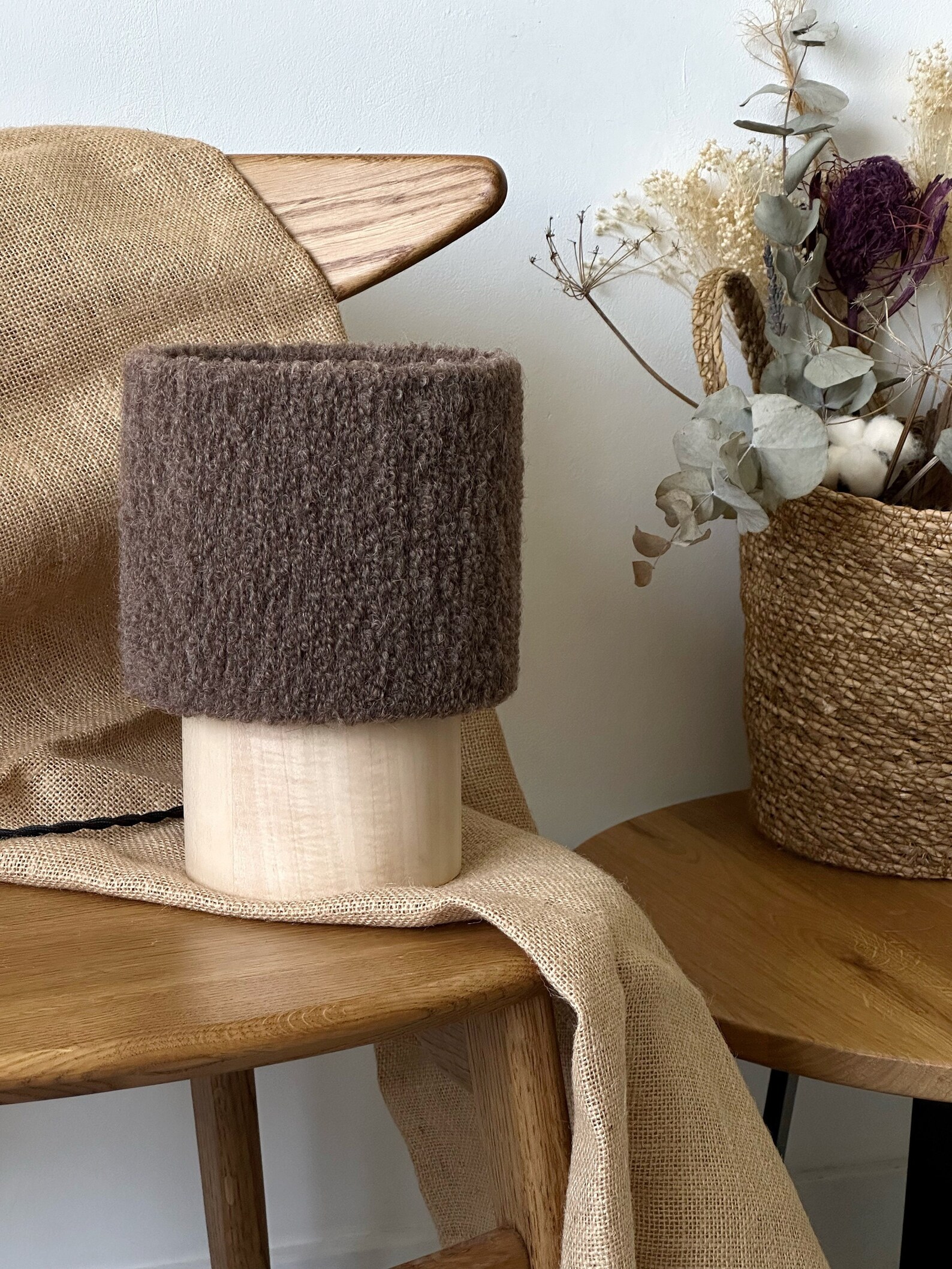 Handmade Small Wood Table Lamp, Bedside Lamp for Living Room, Modern ...