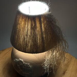 Handmade Wooden Table Lamp, Wool Yarn Lampshade, Bedside Table Lamp ...