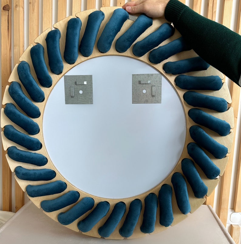 Aesthetic Round Mirror Modern Green Wall Decor, Farmhouse Rustic Home ...