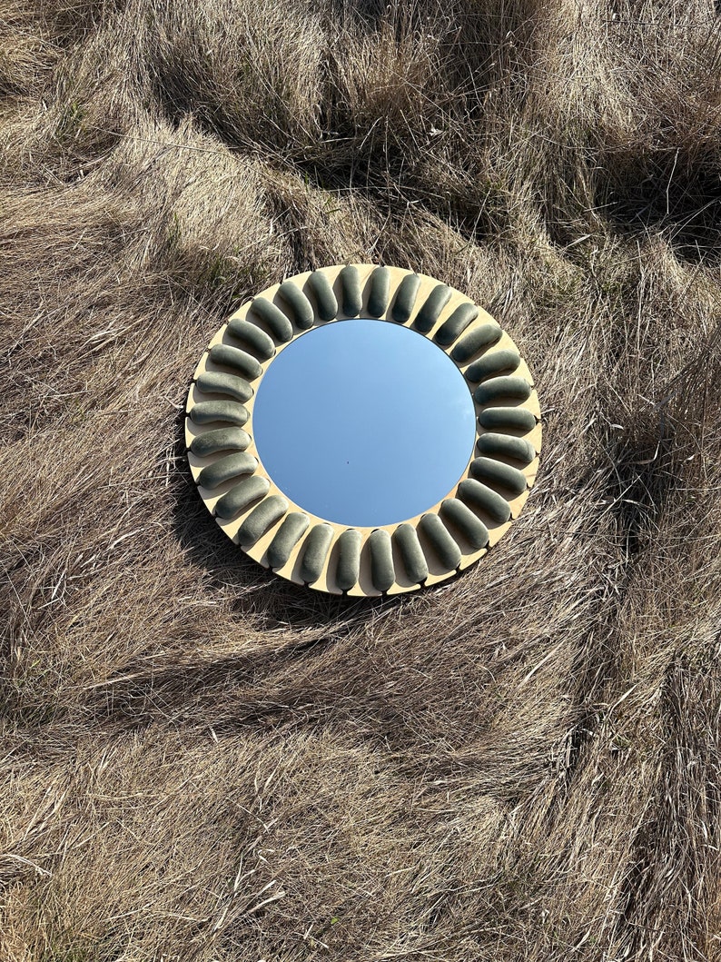 Aesthetic Round Mirror Modern Green Wall Decor, Farmhouse Rustic Home ...