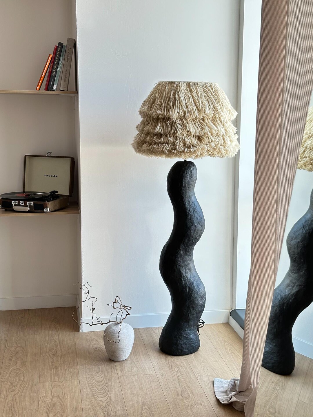 Sculptural Wave Floor Lamp | Shadow Fringe & Shadow Wool Shades ...