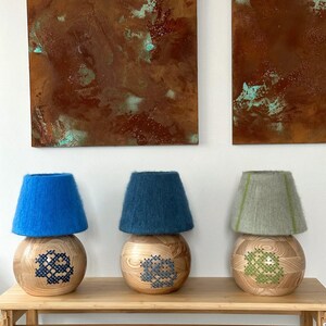 Handmade Wooden Table Lamp, Wool Yarn Lampshade, Bedside Table Lamp ...