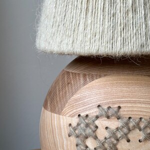 Handmade Wooden Table Lamp, Wool Yarn Lampshade, Bedside Table Lamp ...