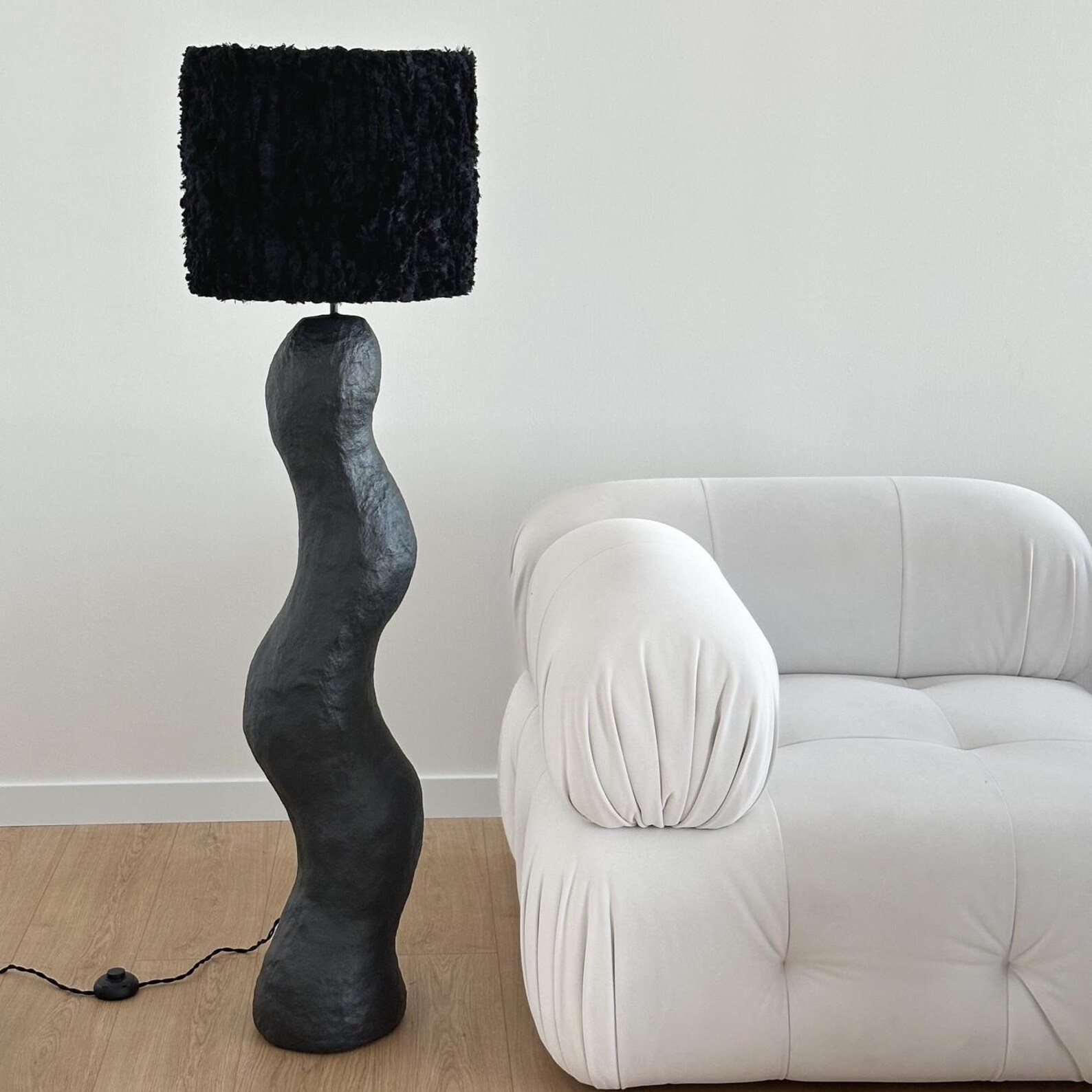Sculptural Wave Floor Lamp | Shadow Fringe & Shadow Wool Shades ...