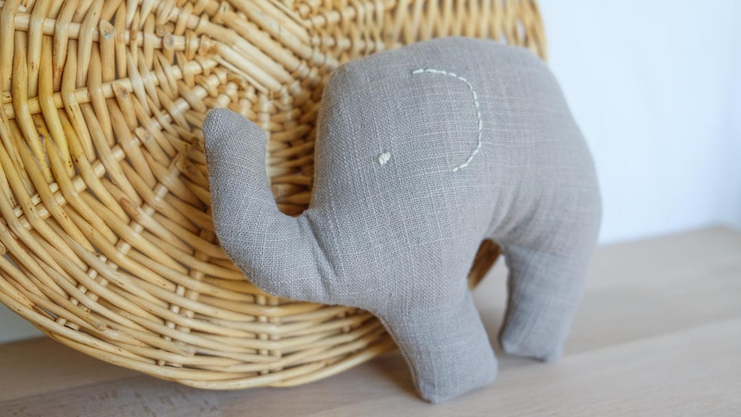 Small Handmade Stuffed Elephant Plush, Soft Toy, Shelf Decor. Nursery ...
