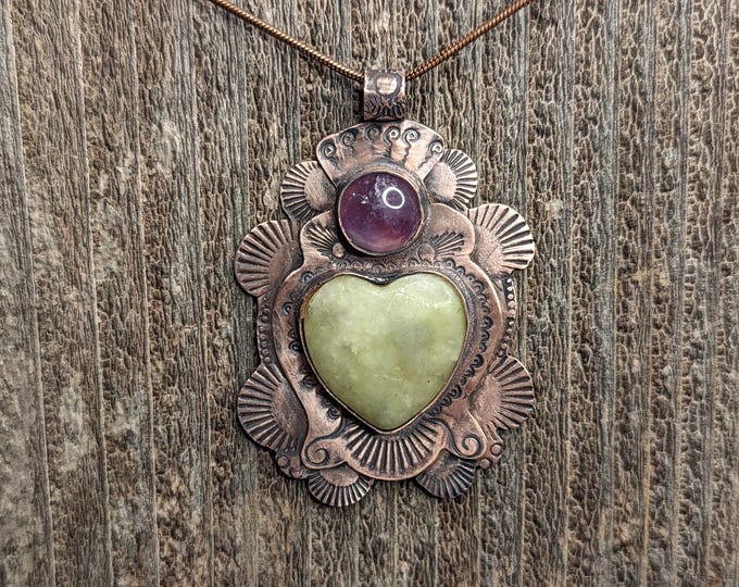Western Style Pendant Necklace, Hand-forged and Stamped Copper With ...