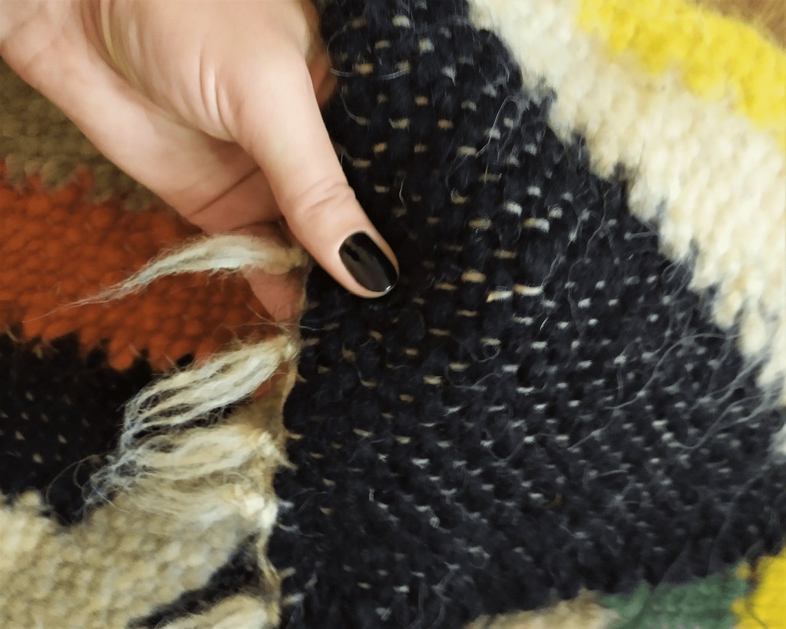 Small Black Wool Area Rug Living Room Runner Rug | Etsy