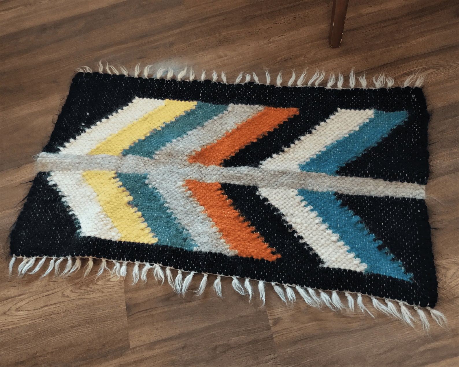 Small Black Wool Area Rug Living Room Runner Rug | Etsy