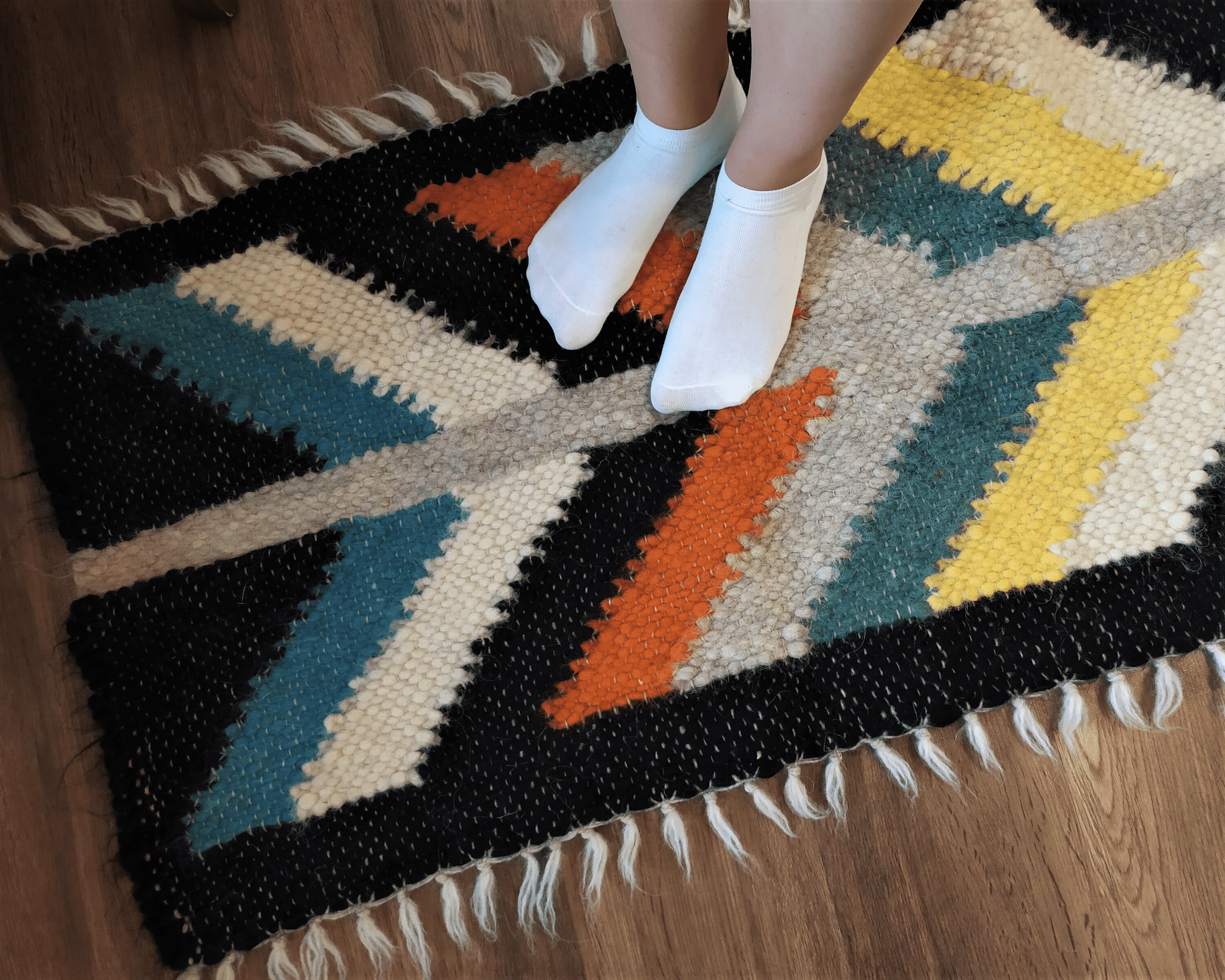 Small Black Wool Area Rug Living Room Runner Rug | Etsy