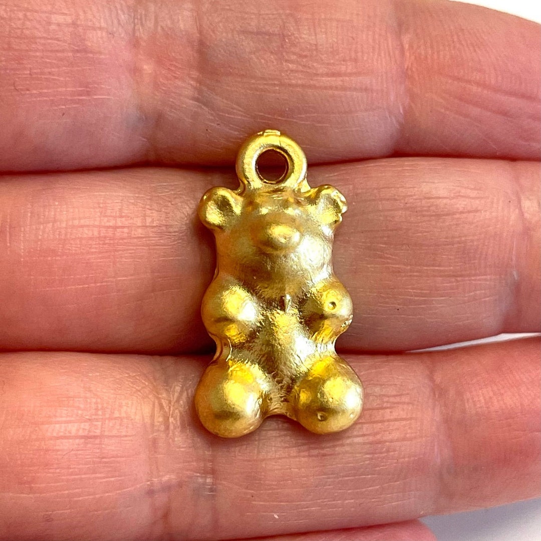 24kt Matte Gold Plated Teddy Bear Pendant - Etsy