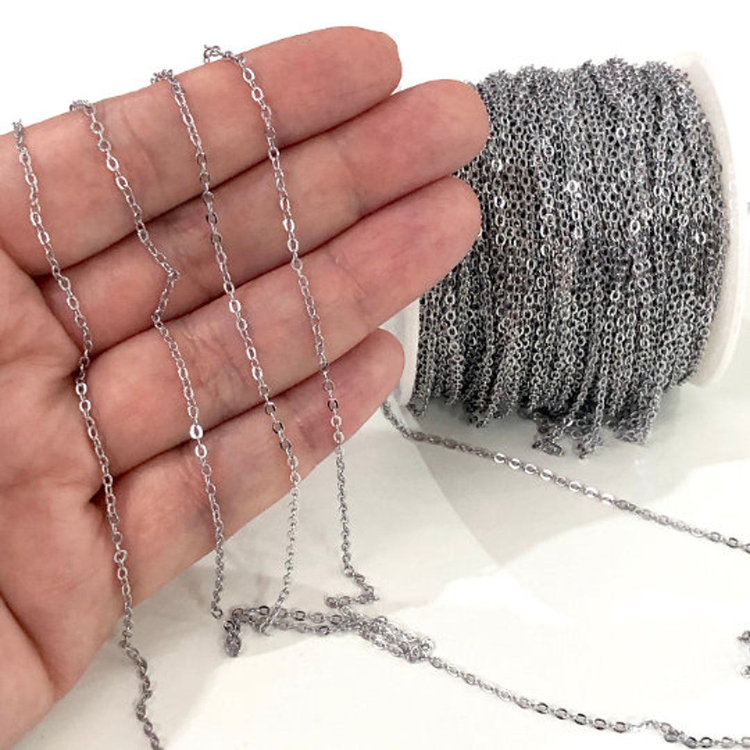 5 Meter Bulk Silver Plated Cable Chain, Silver Plated Soldered Chain - Etsy