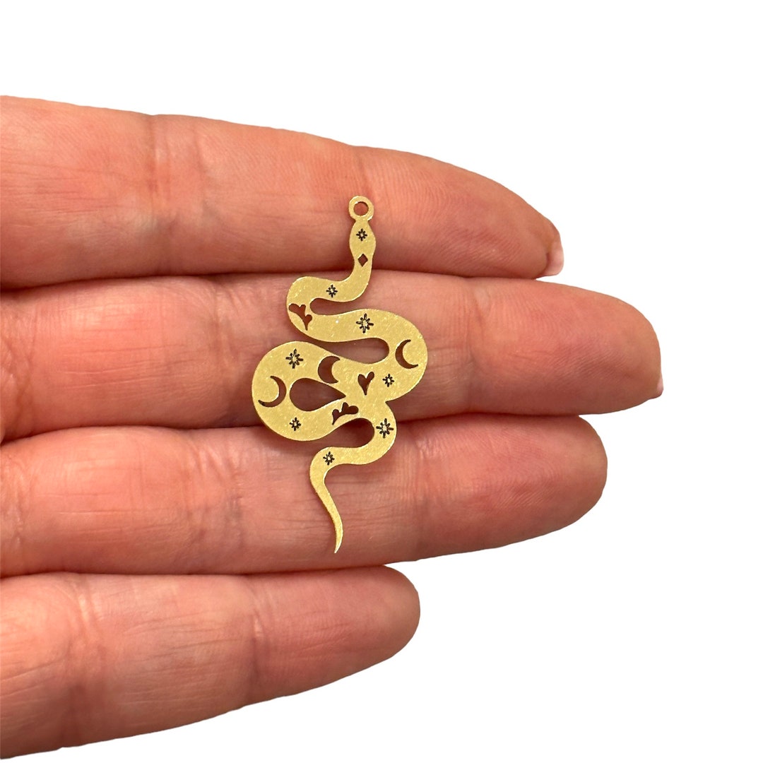Raw Brass Snake Charm,laser Cut Snake Charm - Etsy