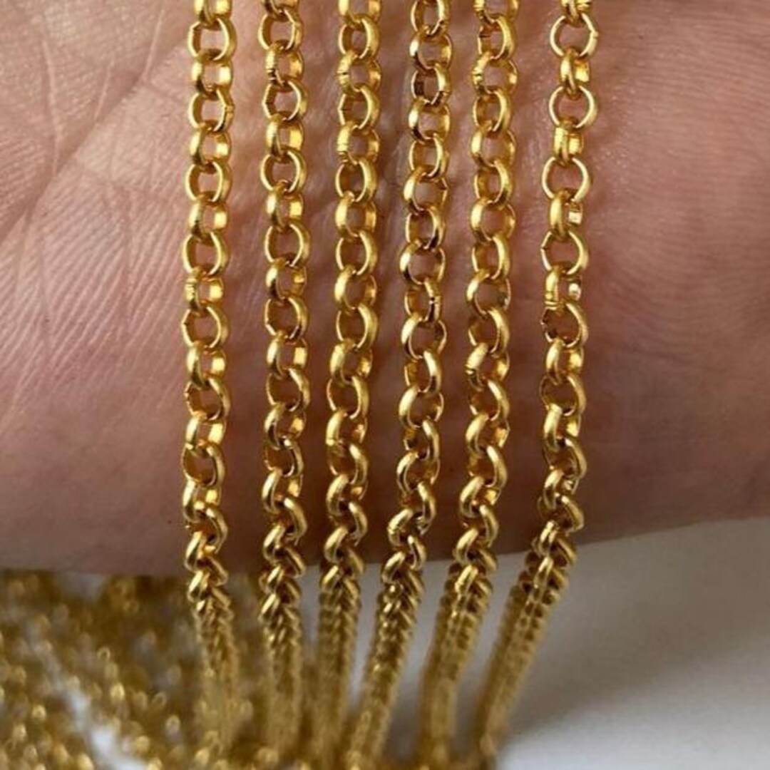 2mm Gold Doc Chain, Gold Plated Doc Chain, Unsoldered Link, Matte Gold ...