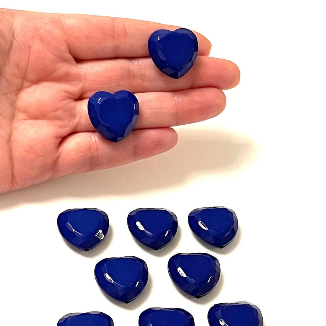 Navy Blue Acrylic Heart Charms, Acrylic Heart Beads, 10 Pcs in a Pack ...