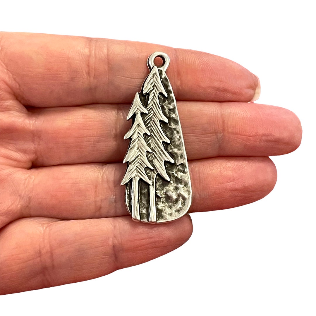 Antique Silver Plated Pine Tree Charm, Trees Silver Charm - Etsy