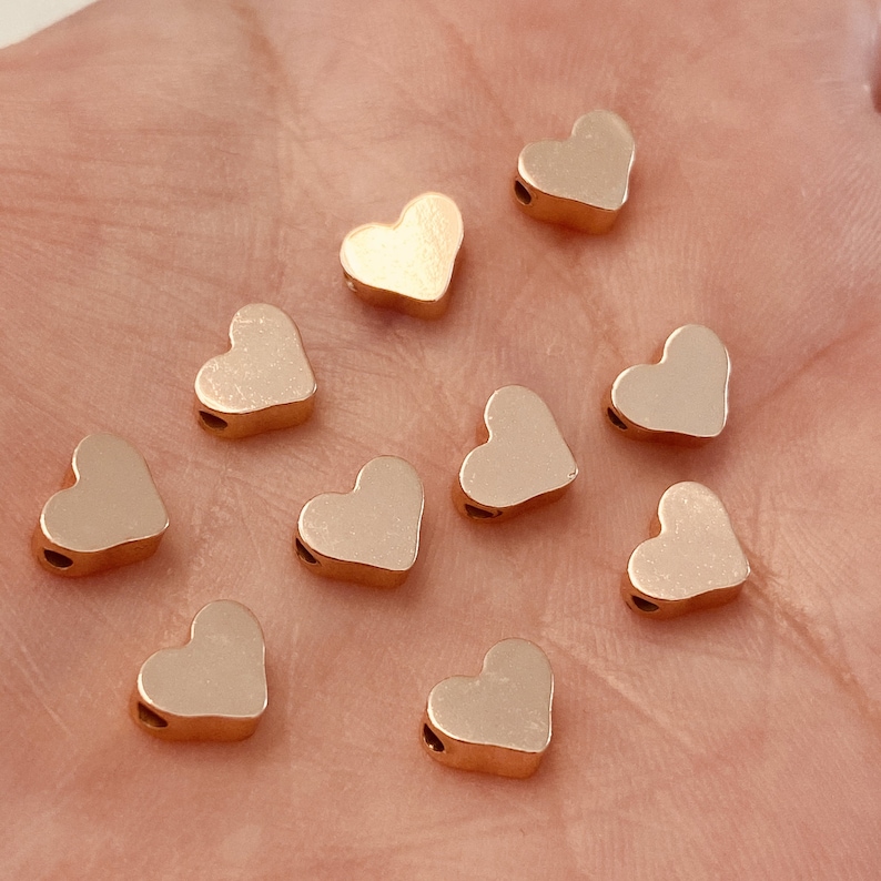 Rose Gold Plated Heart Spacer Charms Rose Gold Heart Charms - Etsy