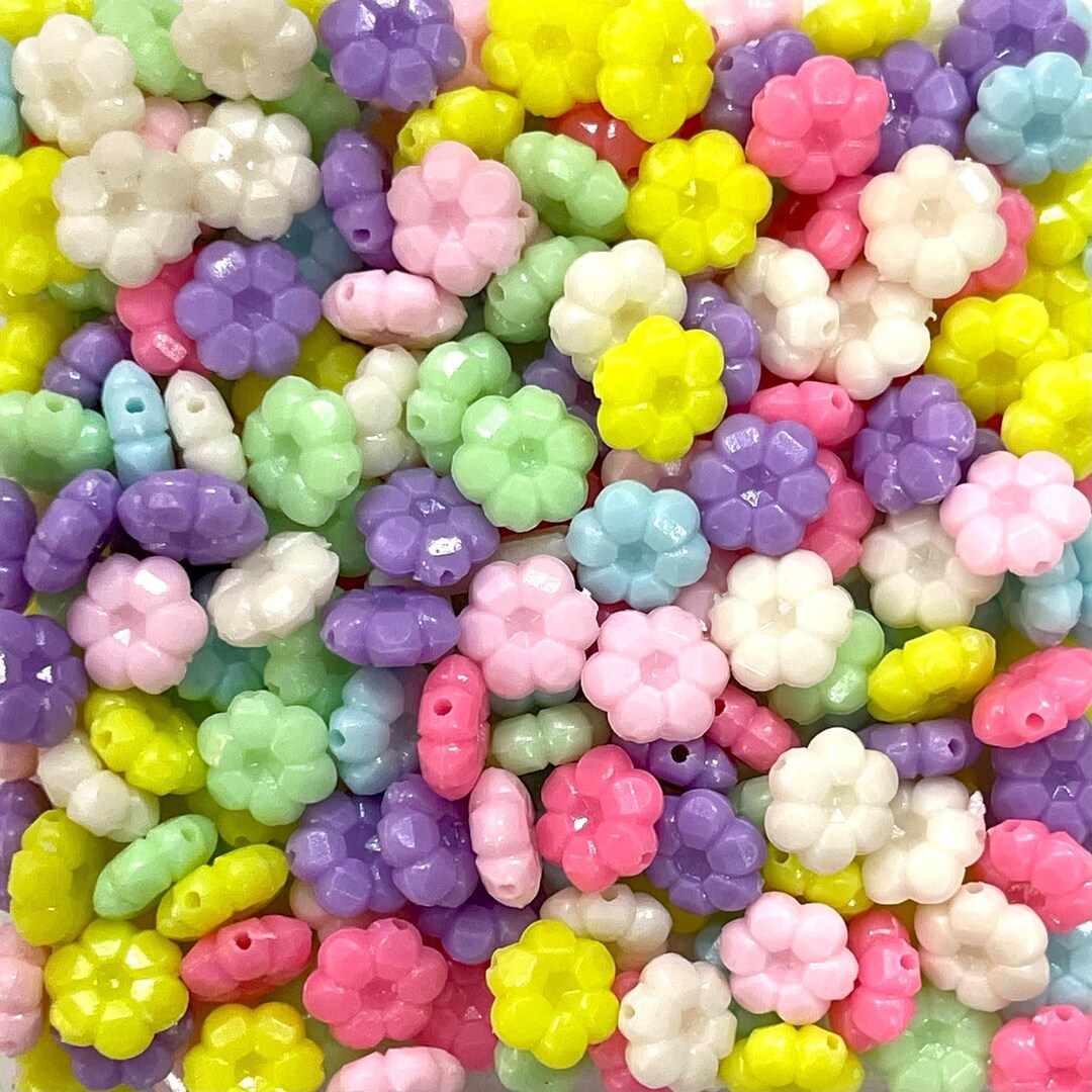 Acrylic Flower Beads, Assorted 50 Gr Pack, Approx 195 Beads - Etsy