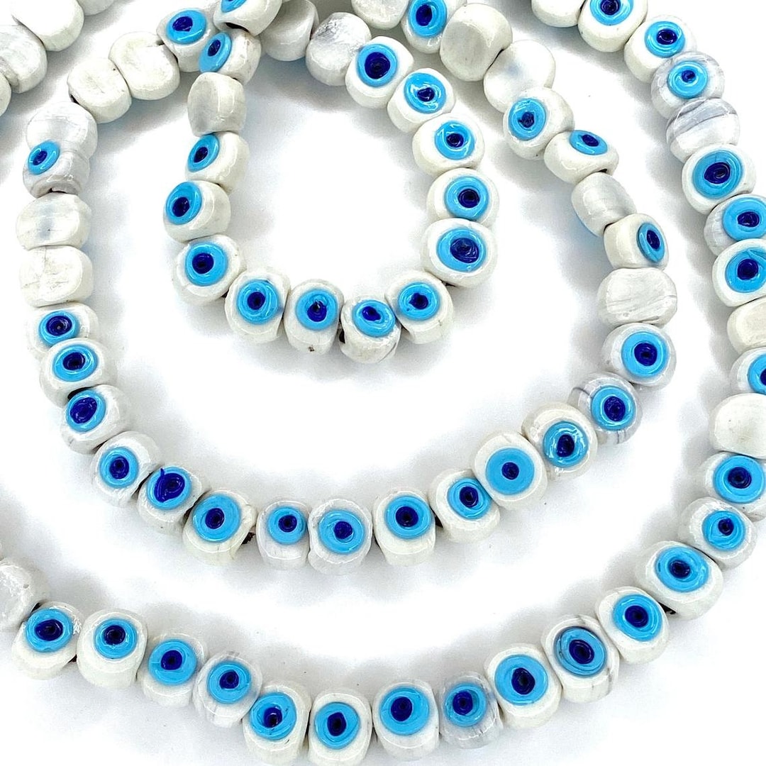 Hand Made Murano Glass Evil Eye Beads, Large Hole Evil Eye Glass Beads ...
