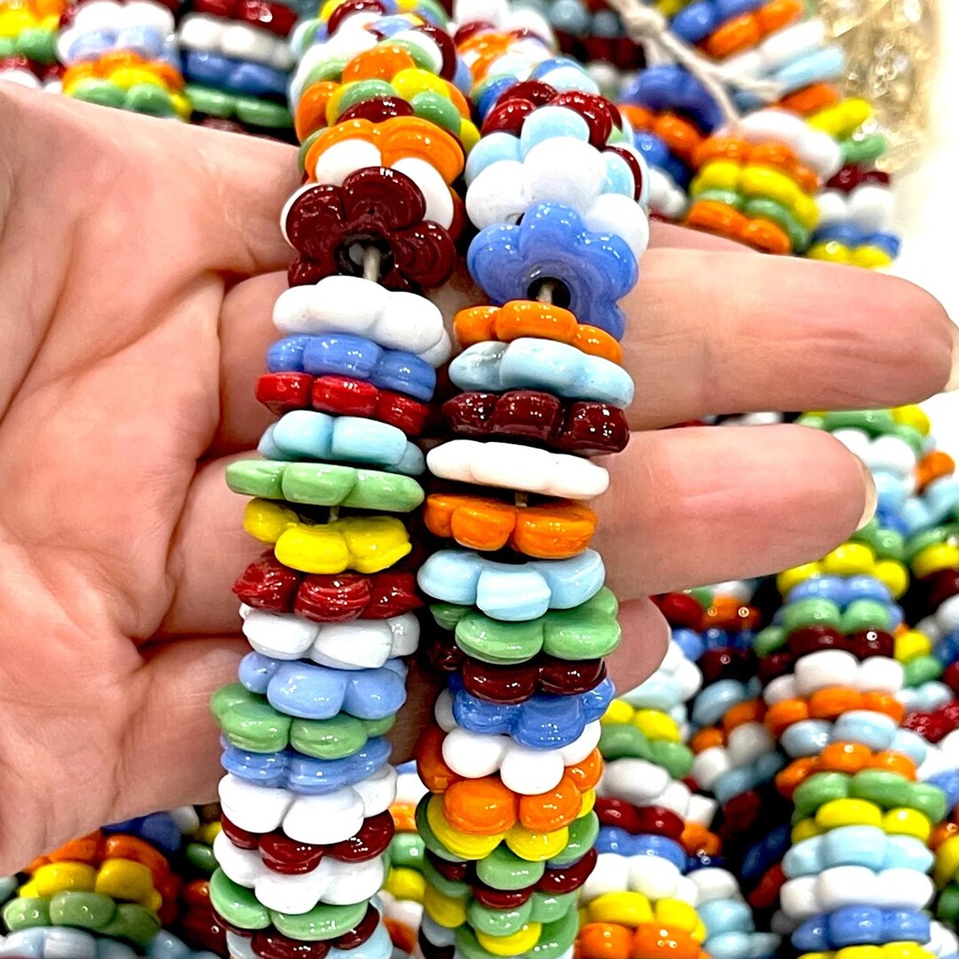 Hand Made Murano Glass Large Hole Flower Beads, 50 Beads - Etsy