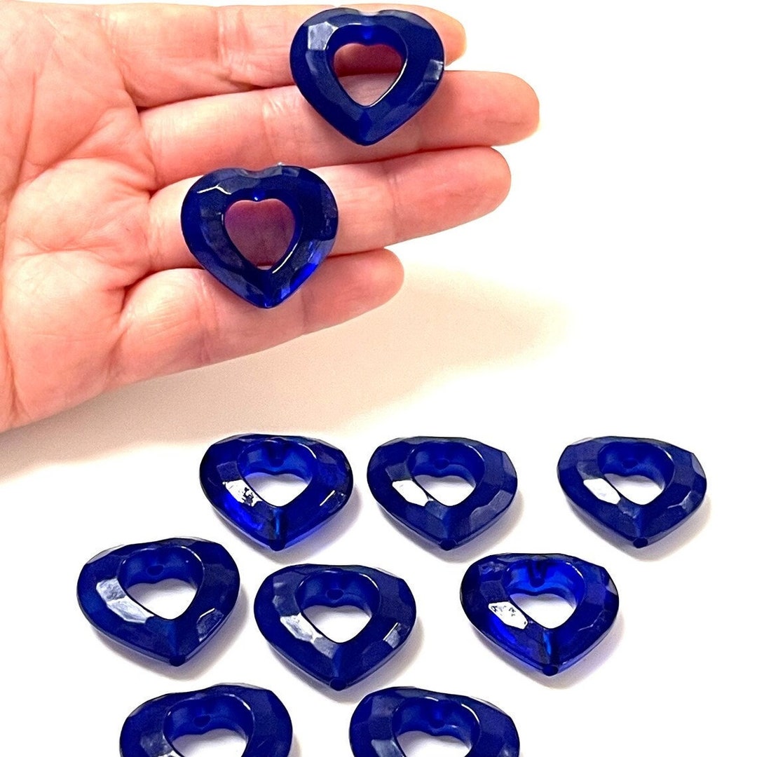 Navy Blue Acrylic Heart Charms, Acrylic Heart Beads, 10 Pcs in a Pack ...