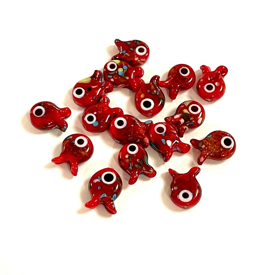 Hand Made Murano Glass Red Fish Charm - Etsy