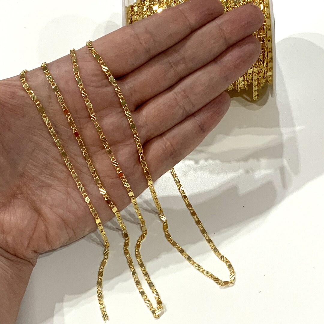 1 Meter 24kt Shiny Gold Chain, Gold Bar Chain, Gold Necklace Chain - Etsy