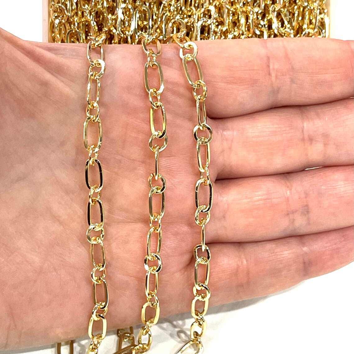 24kt Shiny Gold Plated Chain 9x5 Mm Gold Plated Chain - Etsy