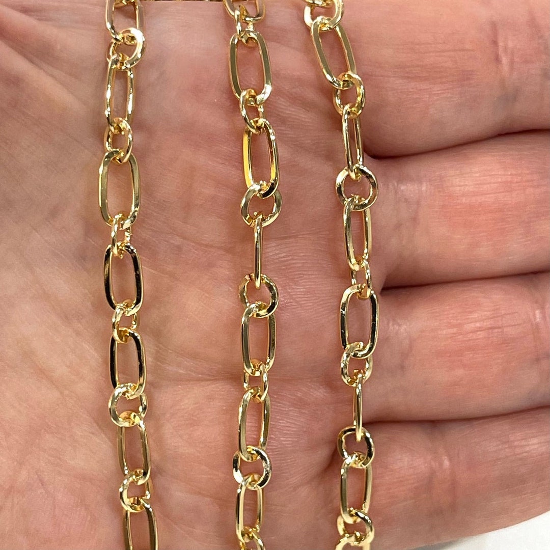 24kt Shiny Gold Plated Chain, 9x5 Mm Gold Plated Chain, - Etsy