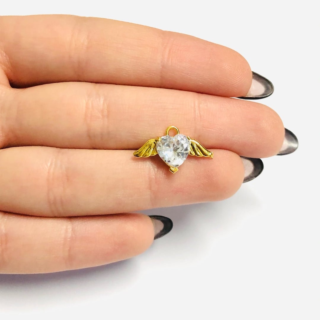 Angel Heart 24kt Gold Plated Swarovski Heart Charm - Etsy
