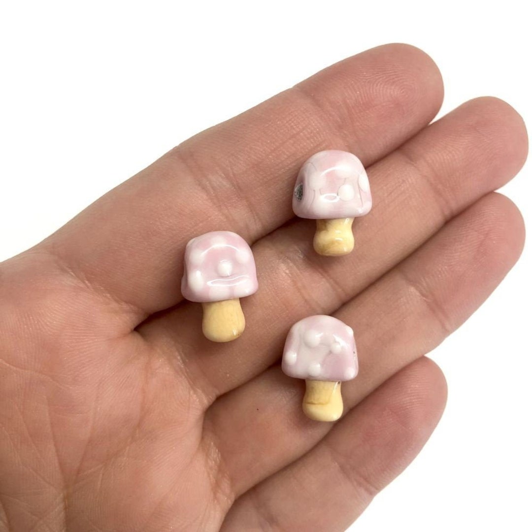Hand Made Murano Glass Pink Mushroom Charms, 2 Pcs in a Pack - Etsy