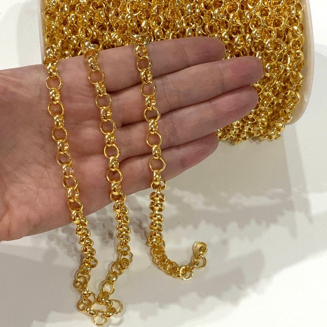 8mm Gold Chain, 24 Kt Gold Plated Chain, Gold Plated Necklace Chain ...