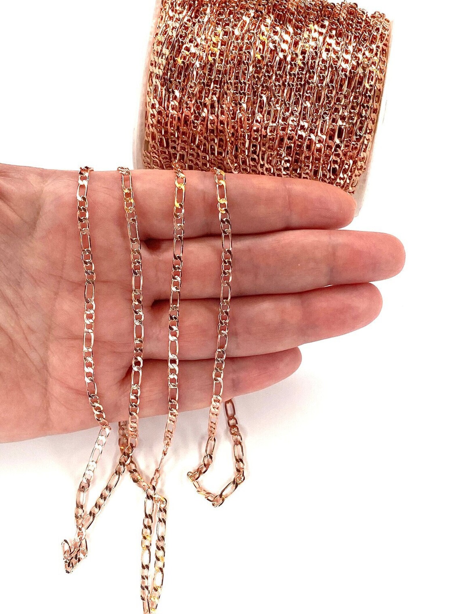 Rose Gold Plated Figaro Chain, 3mm Rose Gold Figaro Chain - Etsy