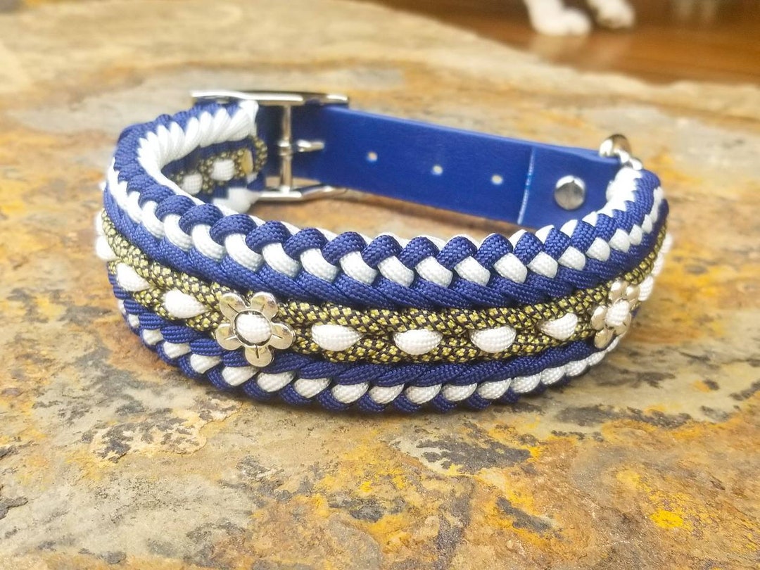 Navy Dog Collar Braided Dog Collar Charmed Dog Collar - Etsy