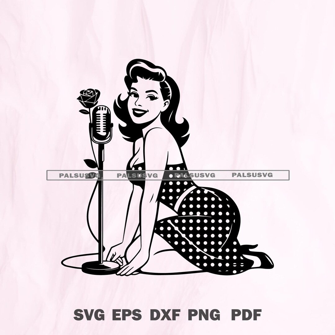 Pinup Girl SVG | Pin up Girl Silhouette Cut File | Dxf PNG PDF | Cricut ...