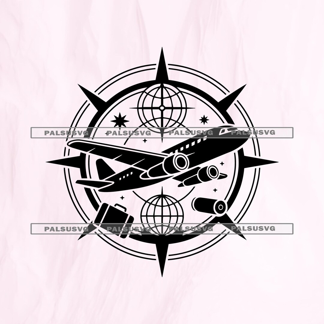 Travel Emblem SVG, Airplane Compass Rose Clipart (digital Download) - Etsy