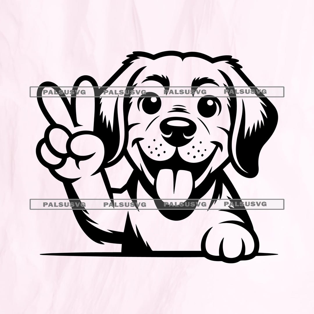 Peace Sign Dog SVG – Funny Peeking Dog Cut File (digital Download) - Etsy