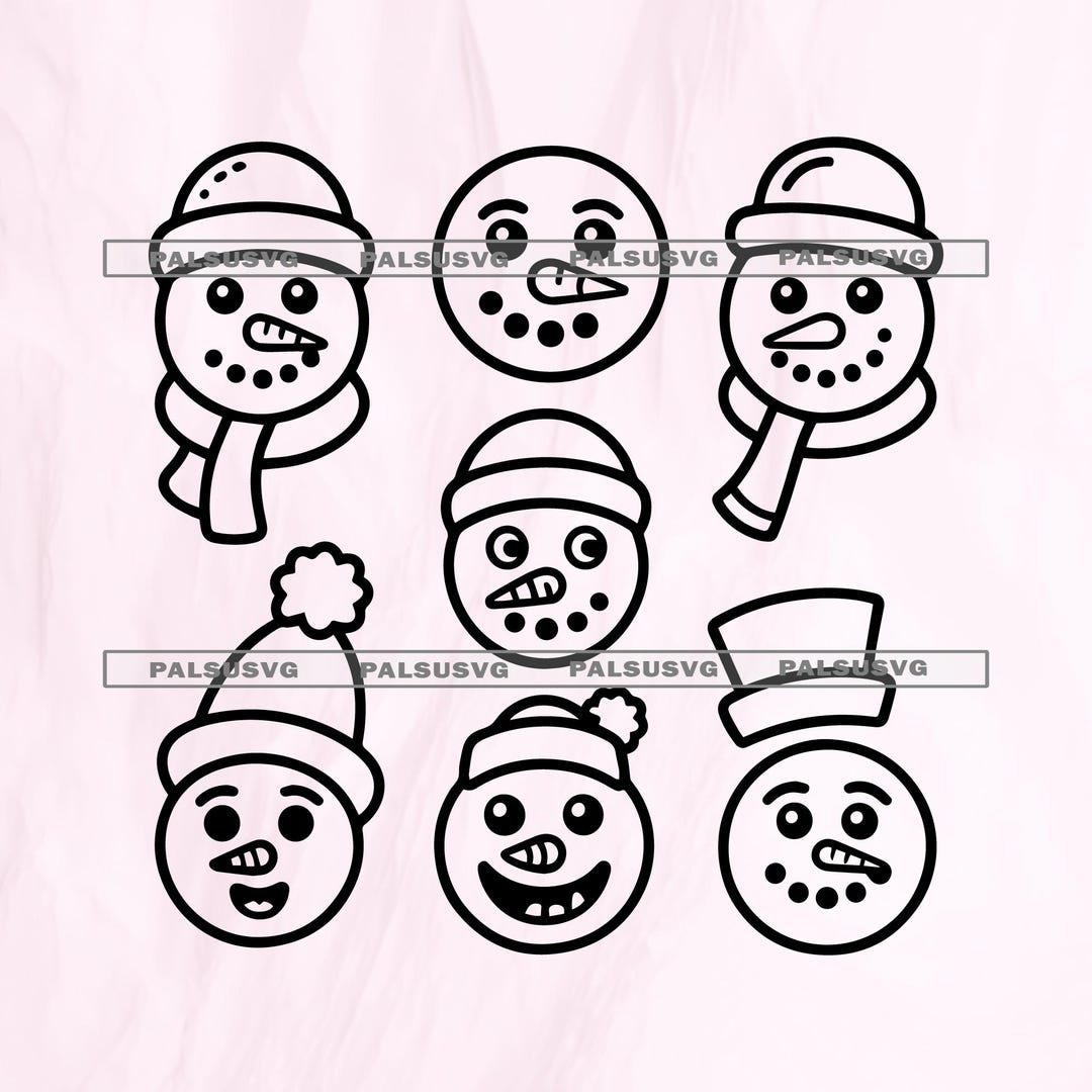 Snowman Face SVG Bundle, Christmas Clipart Cut Files (digital Download ...