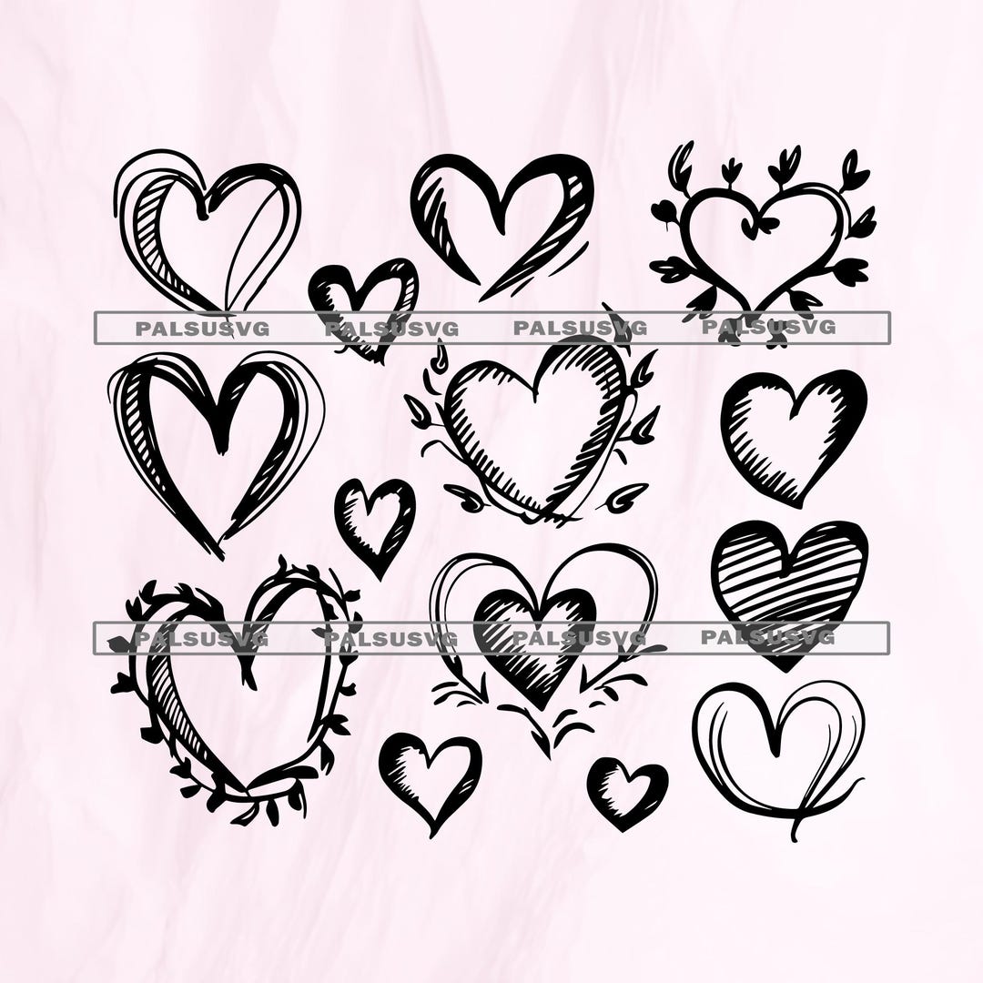 Hand Drawn Heart SVG Bundle, Sketch Clipart (digital Download) - Etsy