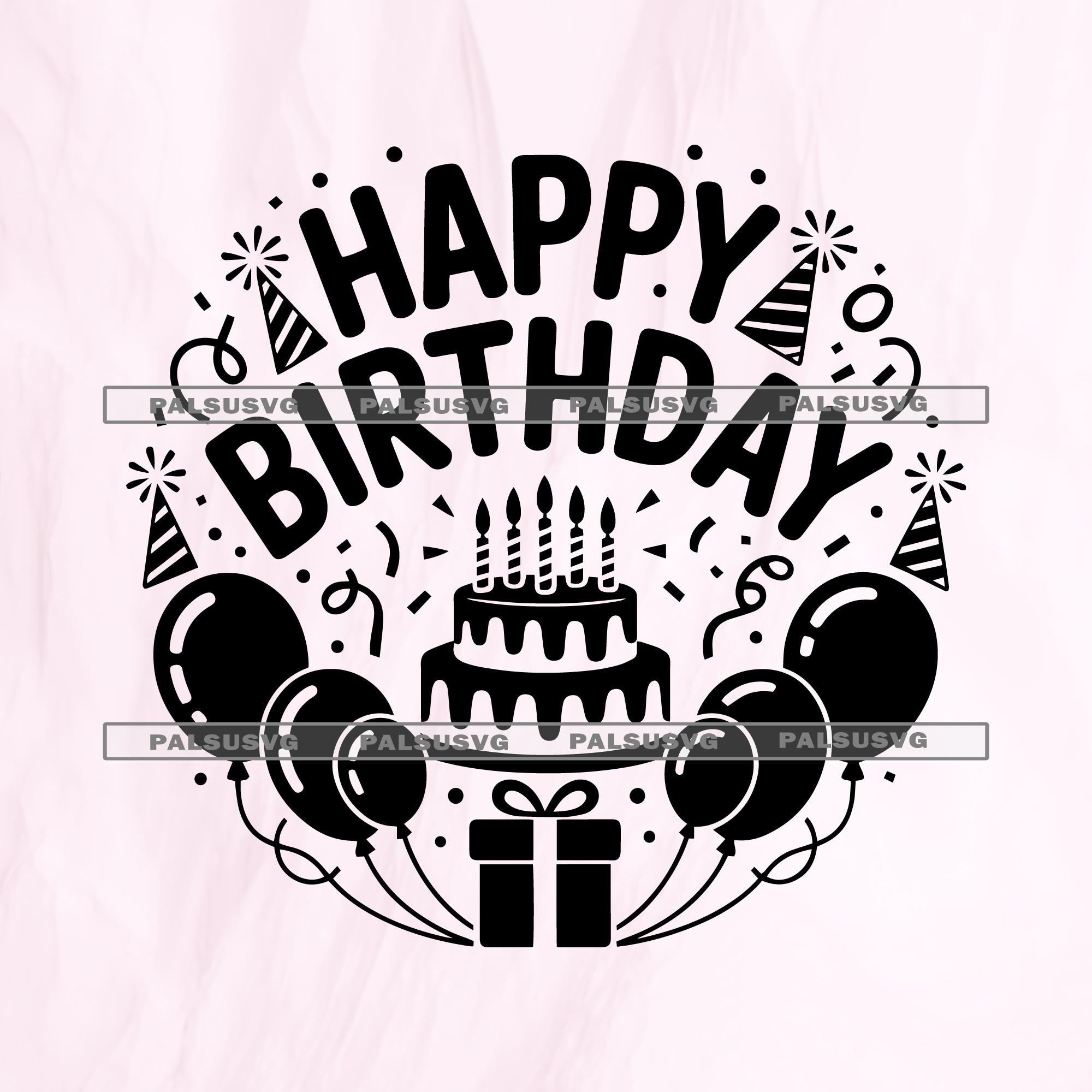 Happy Birthday SVG, Cake Clipart, Party Decor (digital Download) - Etsy