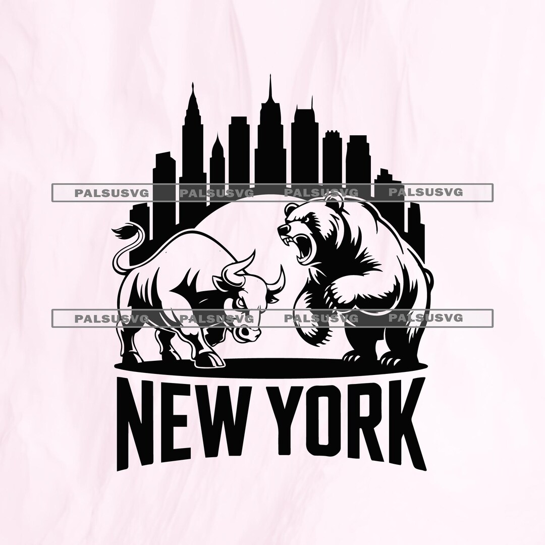 Wall Street Bull and Bear SVG, New York City Skyline, Finance Clipart ...