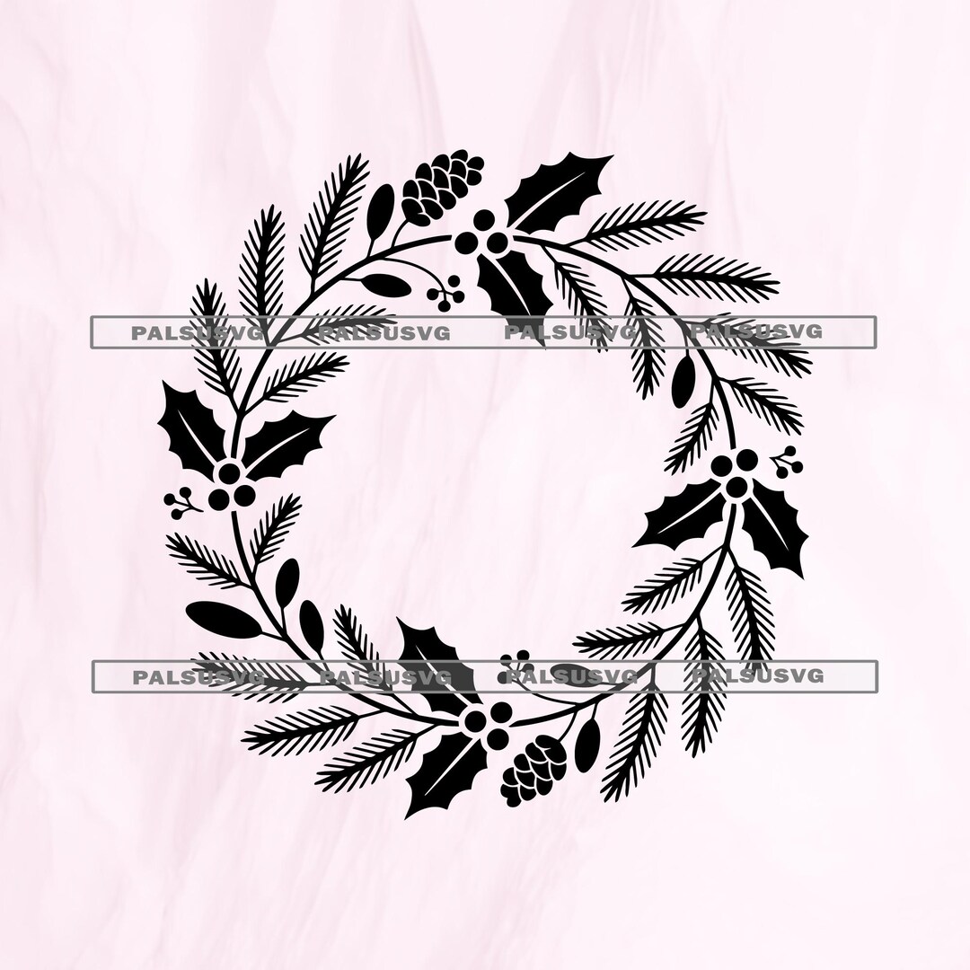 Christmas Wreath SVG – Winter Holly Monogram Cut File (digital Download ...