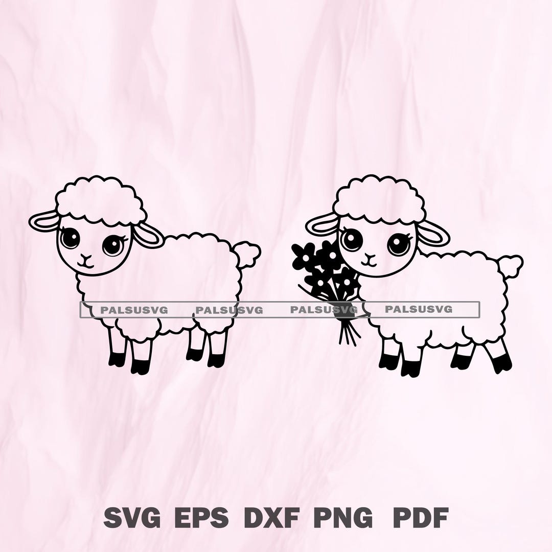 Lamb SVG Bundle | Baby Sheep With Flowers Cut File (digital Download ...