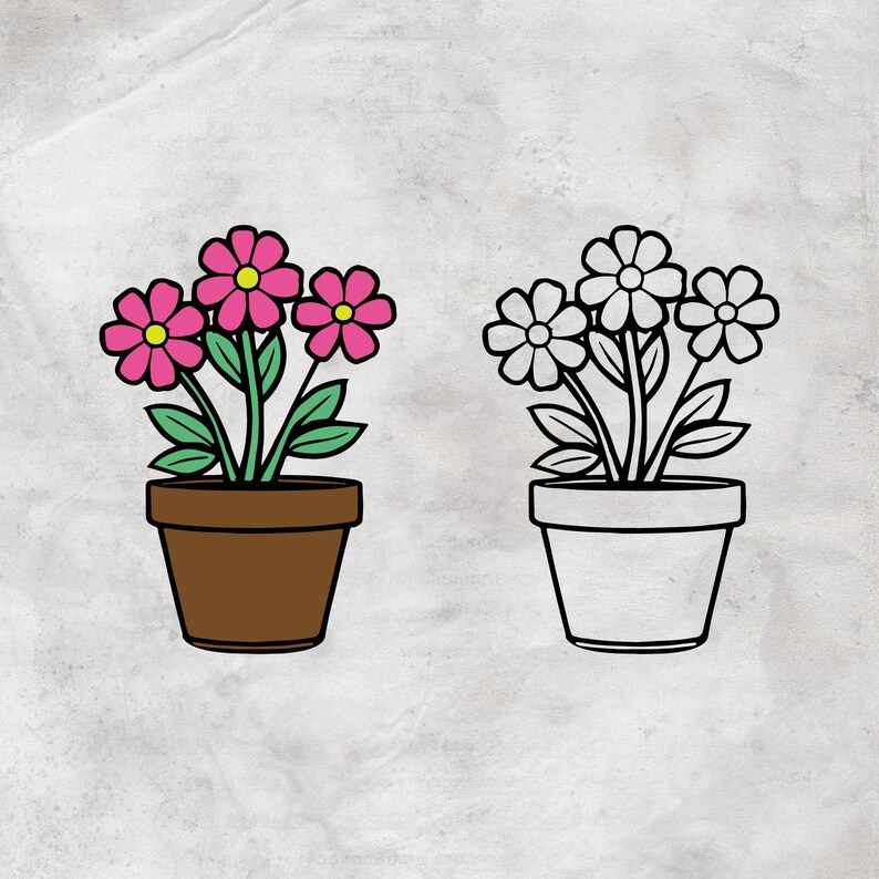 Flower Pot SVG, Potted Plant Clipart Cut File – Floral Design for ...