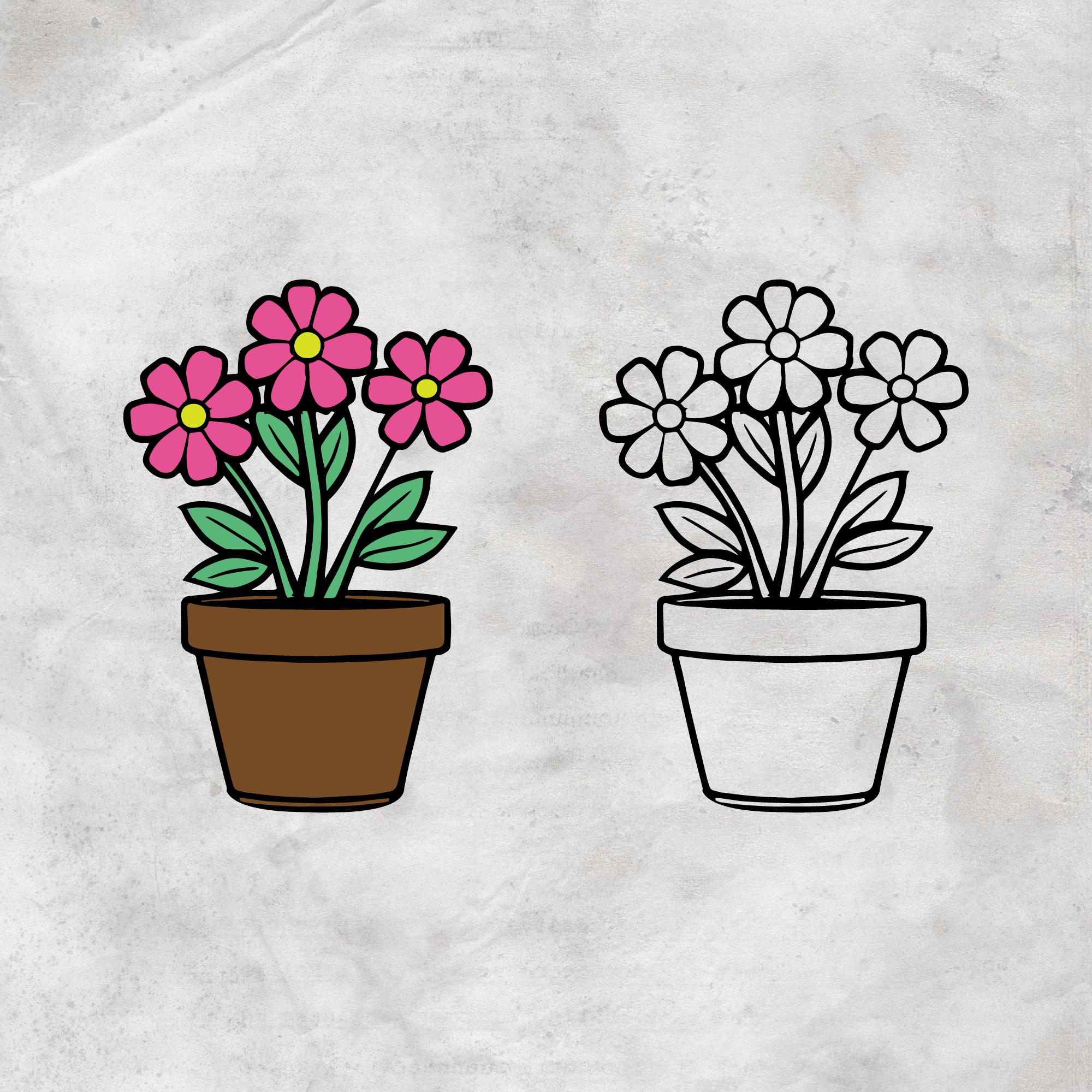 Flower Pot SVG, Potted Plant Clipart Cut File – Floral Design for ...
