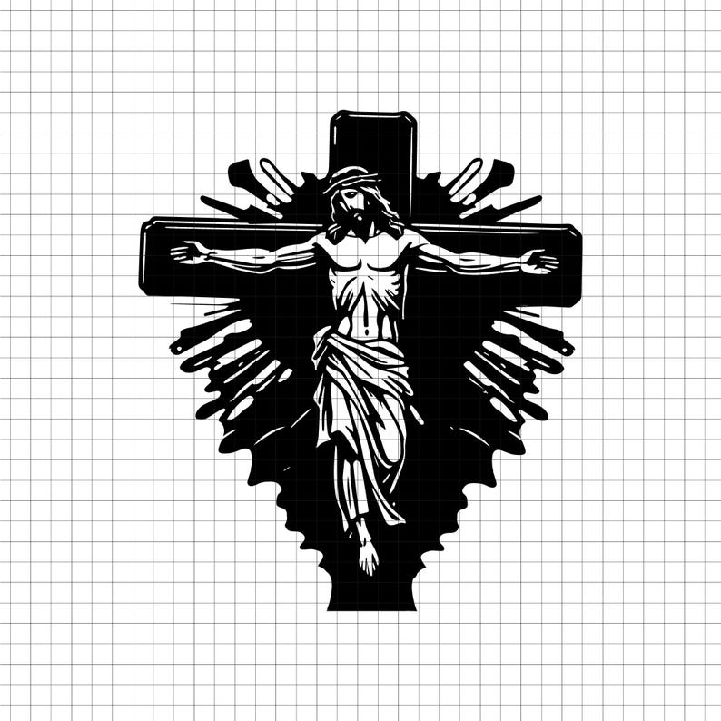 Jesus on Cross Svg, Jesus Cross Svg, Crucifix Svg, Cricut, Vector, Png ...